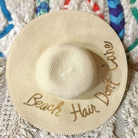 Boutique Accessories Strawhat Wide Brim Sequin Beach Hair Dont Care